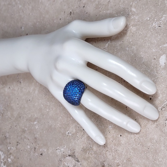 Jewelry | Royal Blue Lab Created Sapphires Pave Setsterling Silver Dome ...